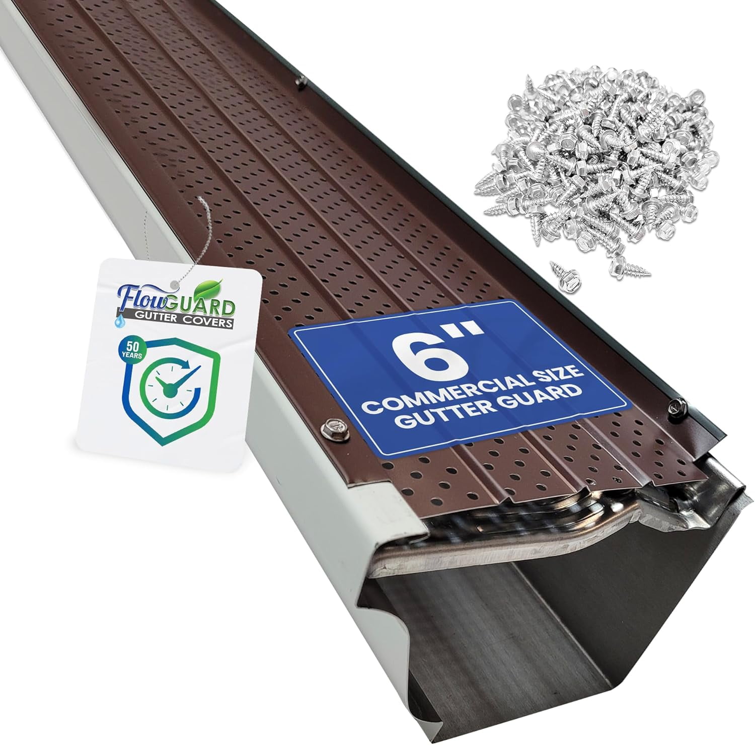 FlowGuard USA Made Professional DIY 6 Inch 50-Year Gutter Cover System ...