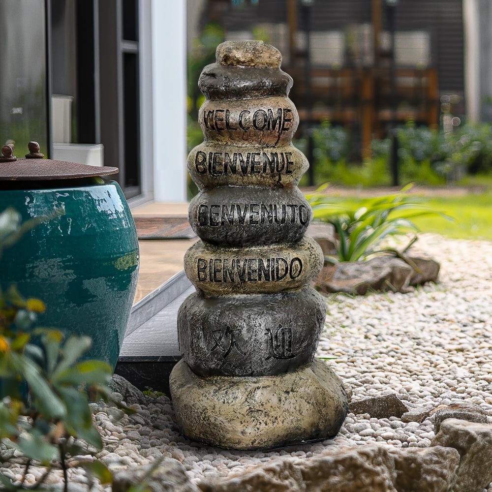 FlowLuxe 32.2" H Concrete Garden Statues for Indoor/Outdoor - Stacked ...