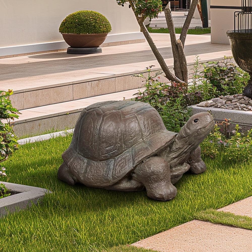 FlowLuxe Concrete Garden Statues Turtle Looking-Up - 22" L Seated ...