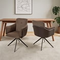 FlowLuxe Linen Upholstered Set of 2 Modern 360 Swivel Accent Chairs ...