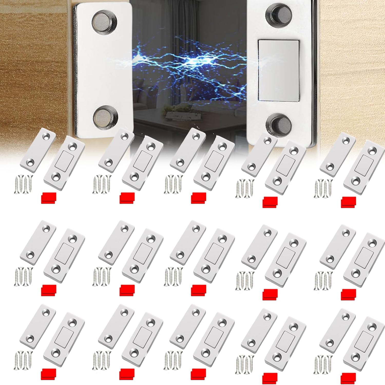 Flowarmth Ultra Thin Invisible Cabinet Door Magnets, 20PCS Ultra-Thin ...