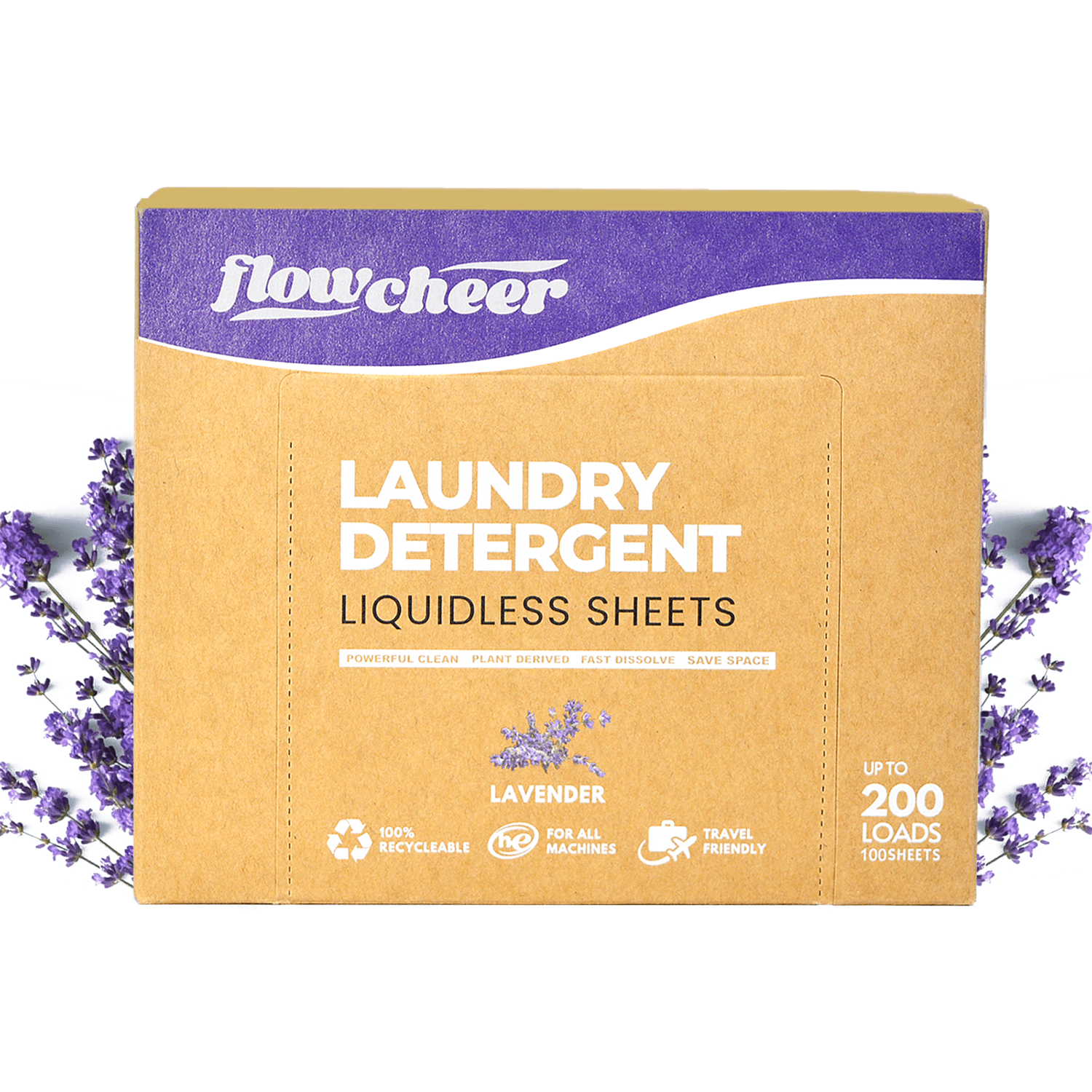 Flowcheer 100 Pcs Eco-Friendly Laundry Detergent Sheets, Lavender Scent ...