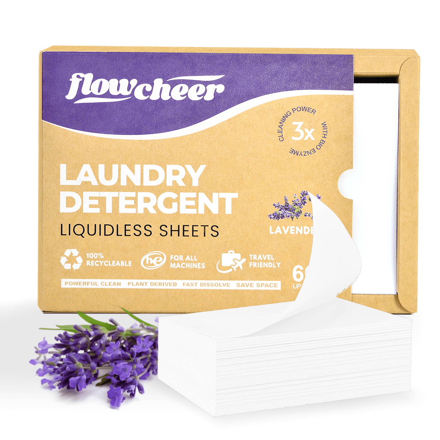 Flowcheer Biodegradable Laundry Detergent Sheets, 60 Sheets (120 Loads ...