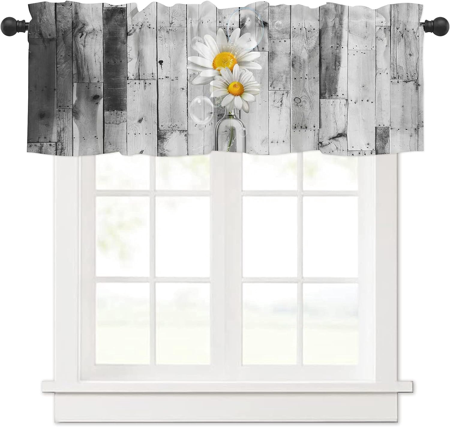 Flower 1 Panel Tier Window Curtain Valance Rod Pocket Curtain Insulated ...