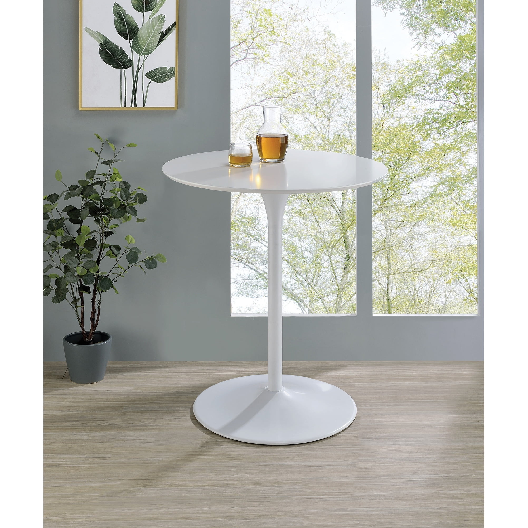 Flower 32" Round Counter Height Engineered Wood Table with White Top ...