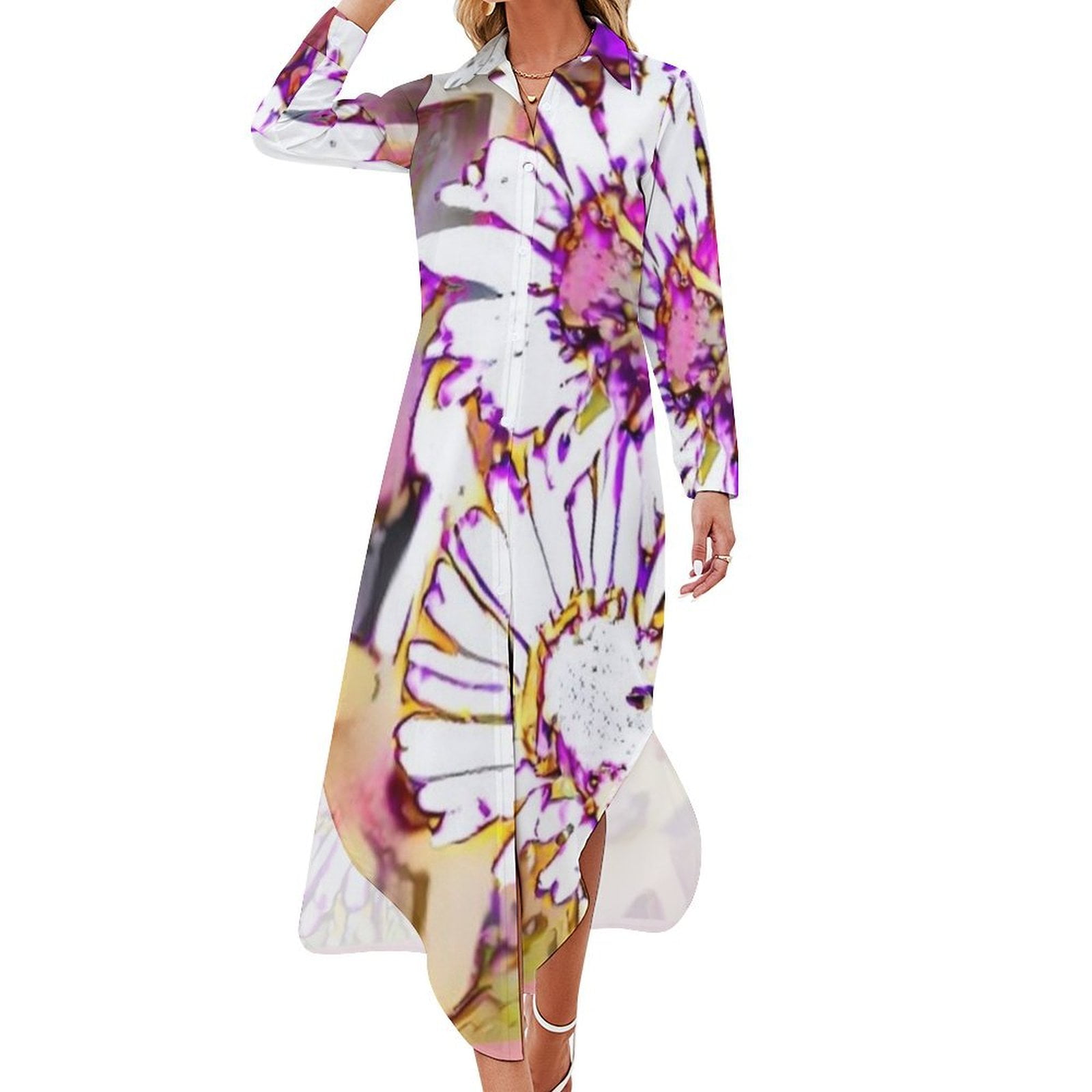 Flower Abstract Avant-garde Computer Digital Art. Long Sleeved Shirt ...