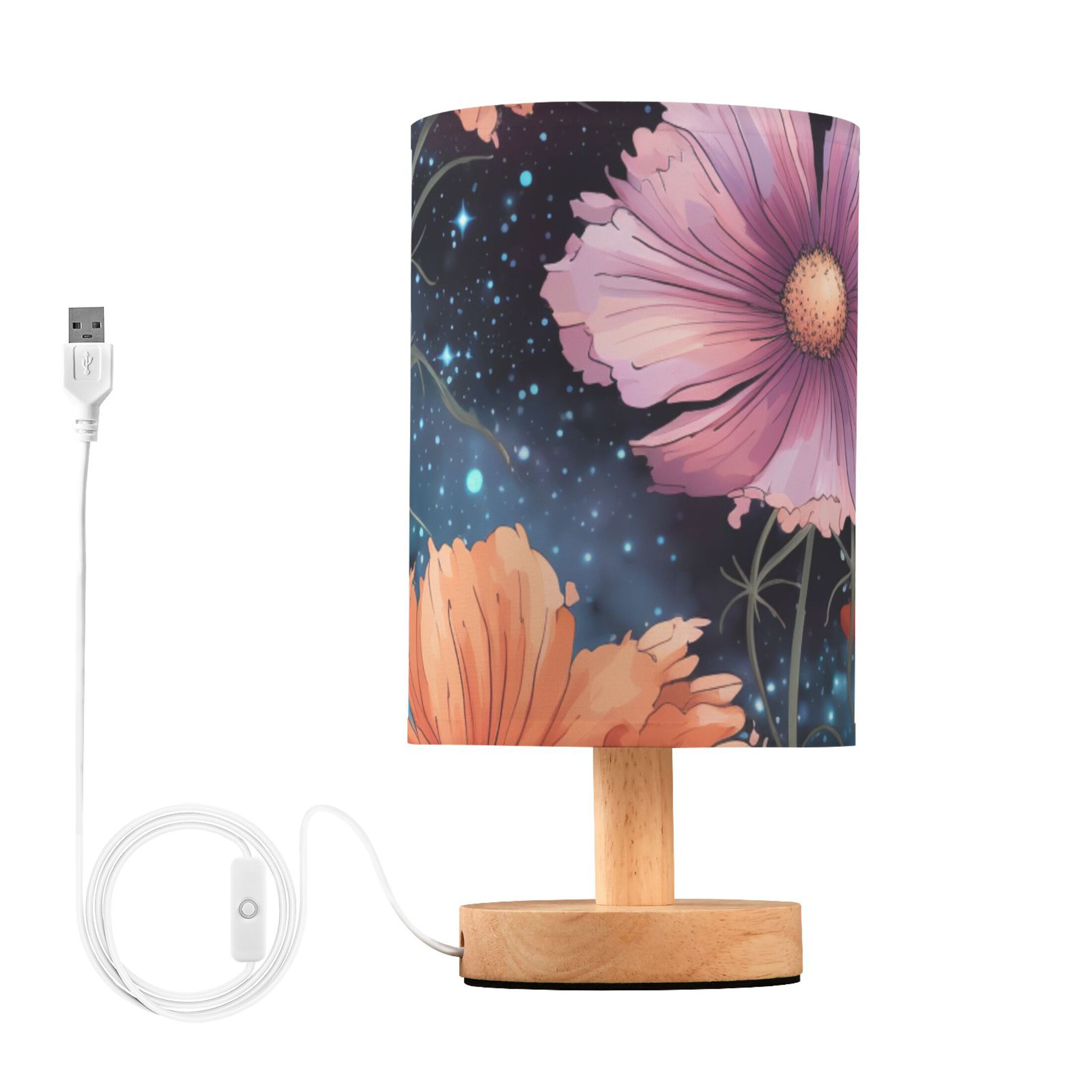 Flower Abstract Bedside Table Lamp LED Warm Lights with USB Charging ...