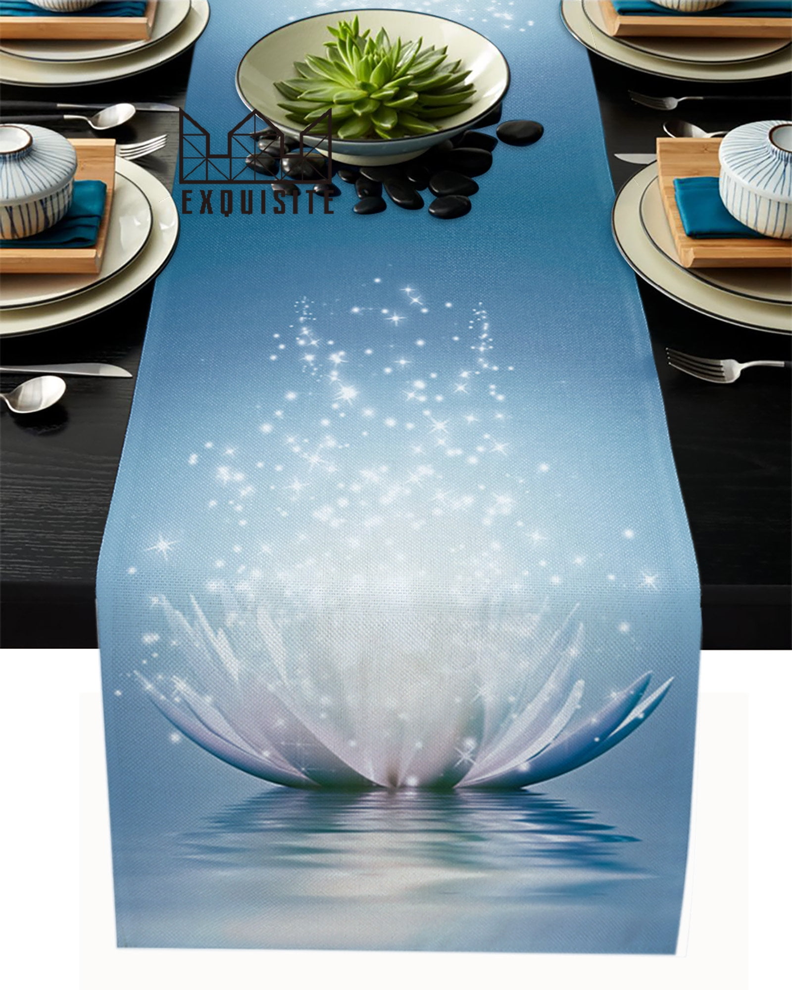 Flower Abstract Blue Lotus Coffee Table r Dining Table r Wedding Table ...