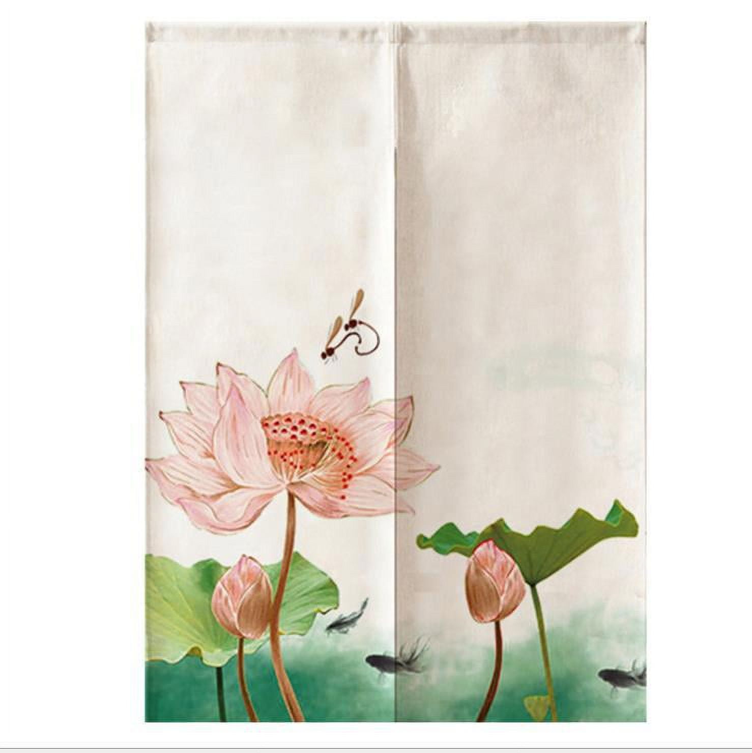 Flower Abstract Blue Lotus Japanese Door Curtain for Living Room ...