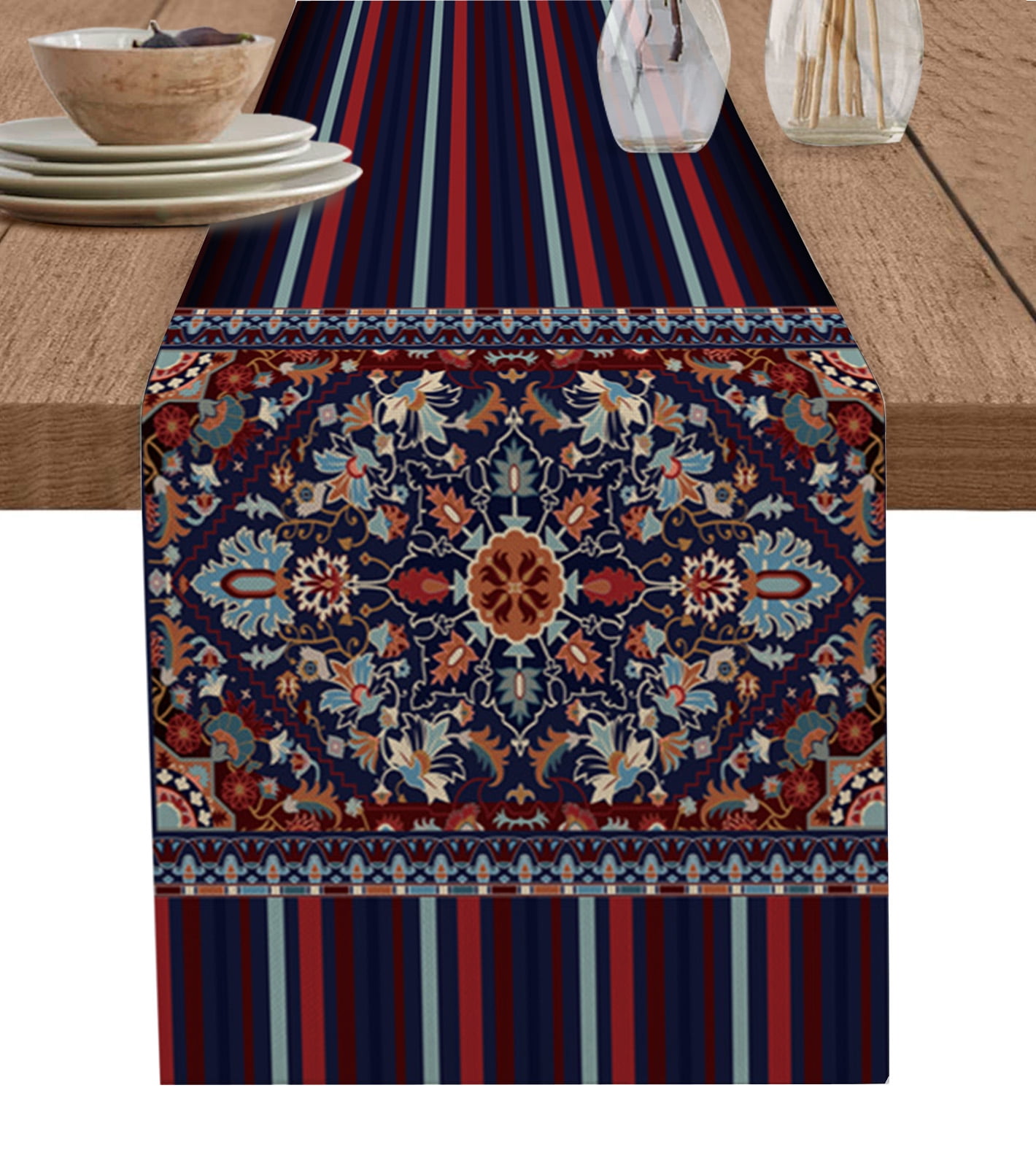 Flower Abstract Line Color Block Table Runner ration Home r Dinner ...