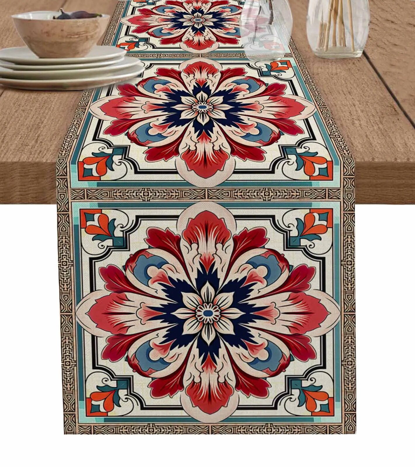 Flower Abstract Lines Table Runner Luxury Wedding Decor Table Runner ...