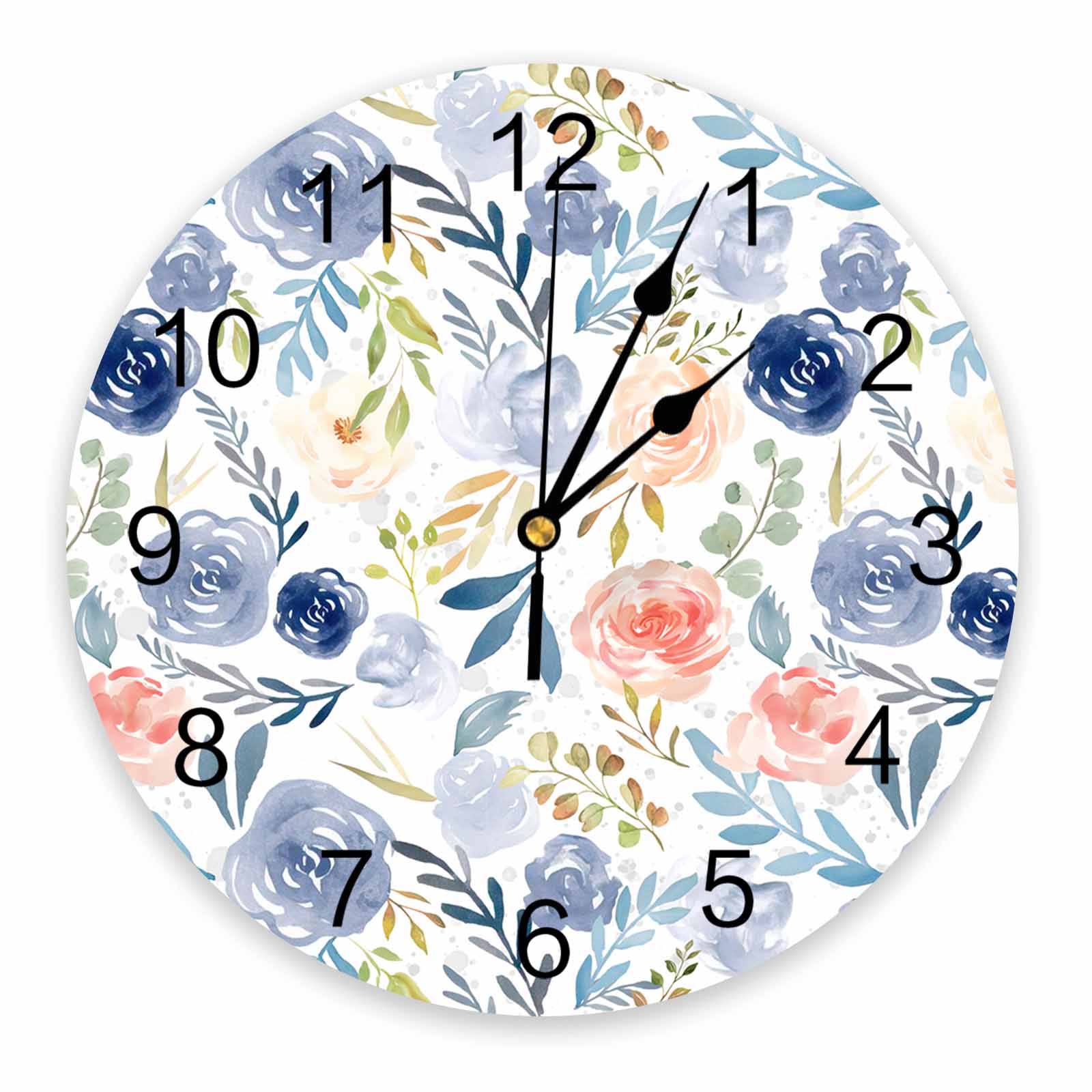 Flower Abstract Plant PVC Wall Clock Bedroom ration Wall Clock Modern ...