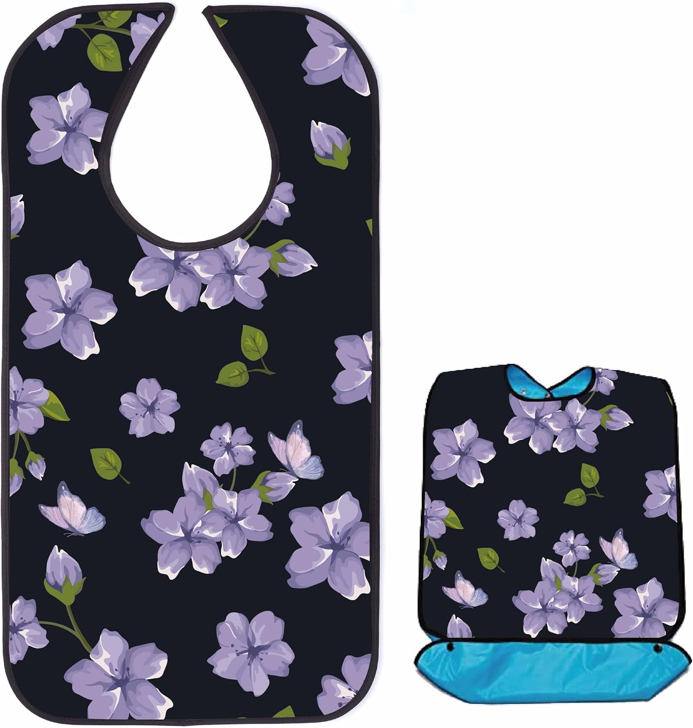 Flower Adult Bibs for Eating Waterproof Washable with Crumb Catcher ...