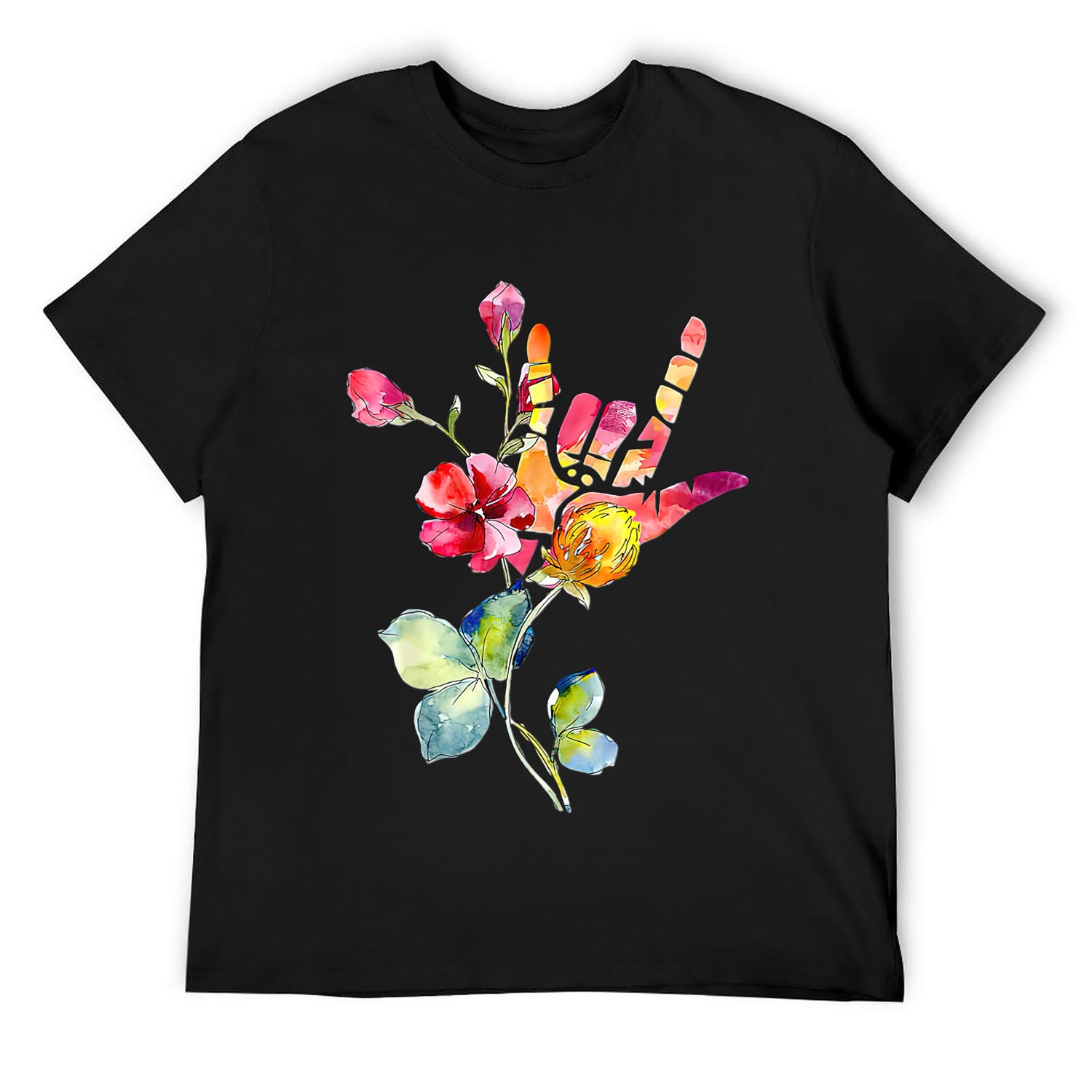 Flower American Sign Language ASL Teacher Teaching Deaf T-Shirt ...