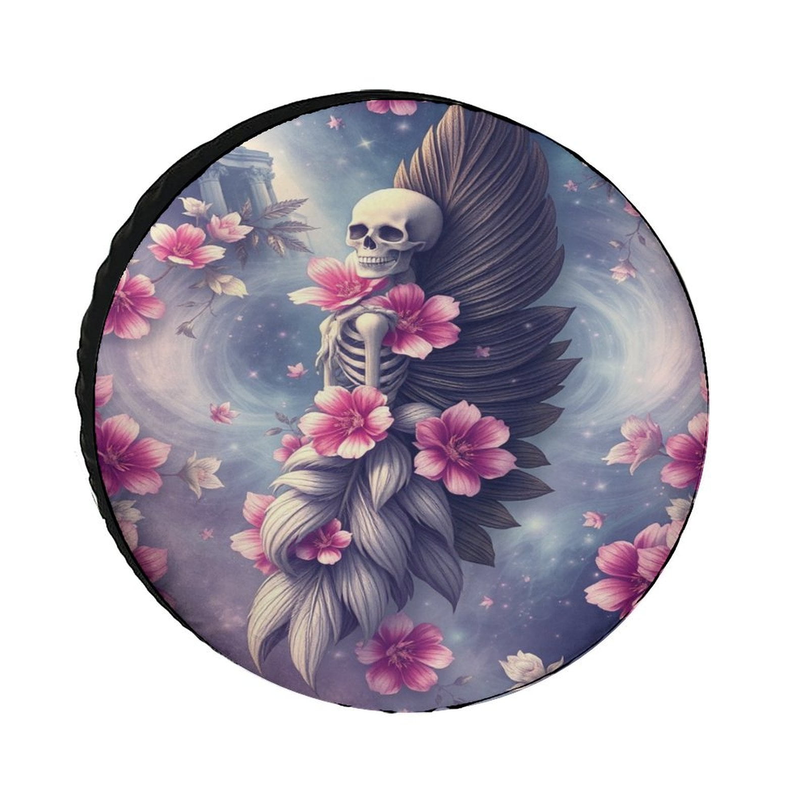 Flower And Feather Skull Art Pattern Spare Tire Cover Universal ...