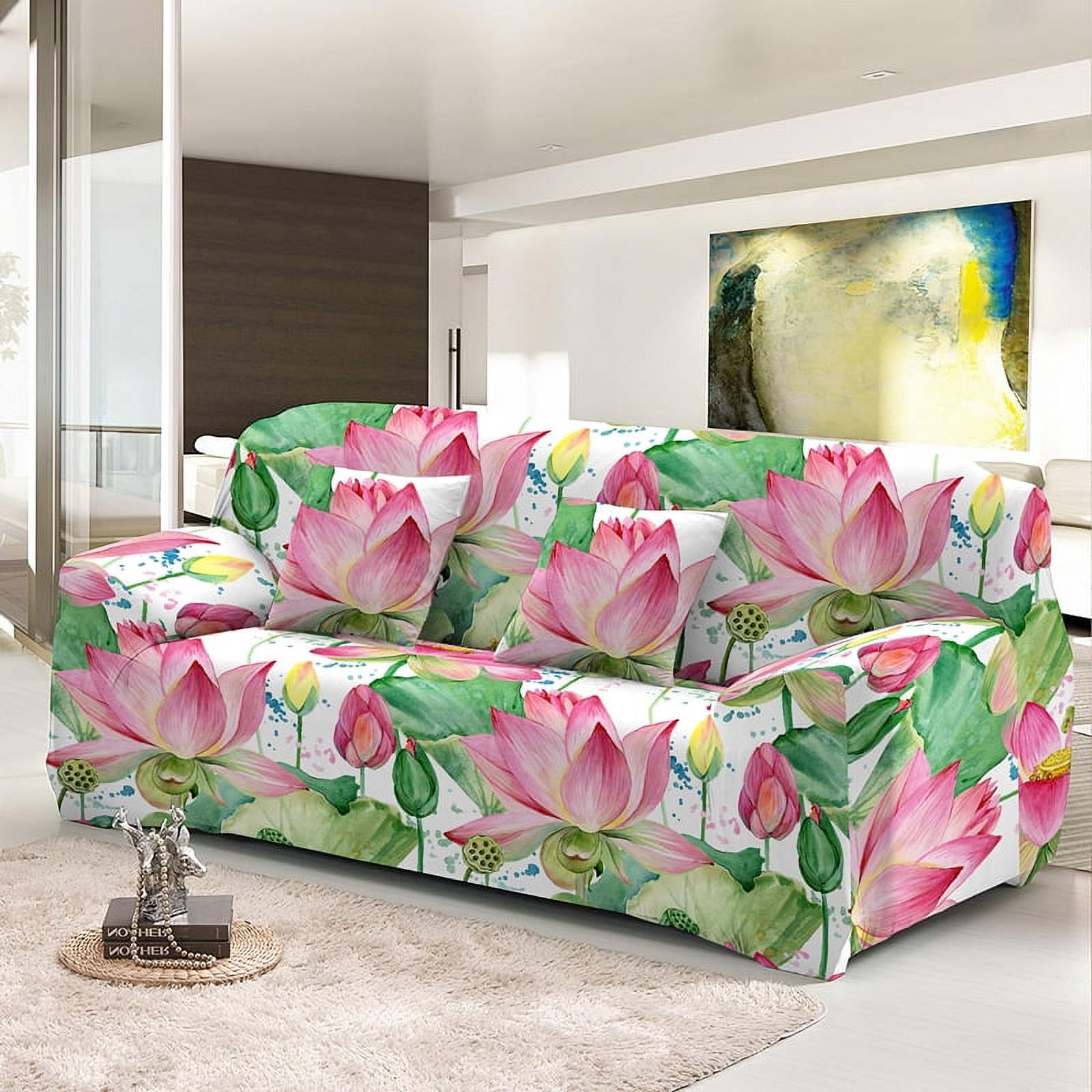 Flower And Leaves Slipcovers All-inclusive Sofa Cover For Living Room ...