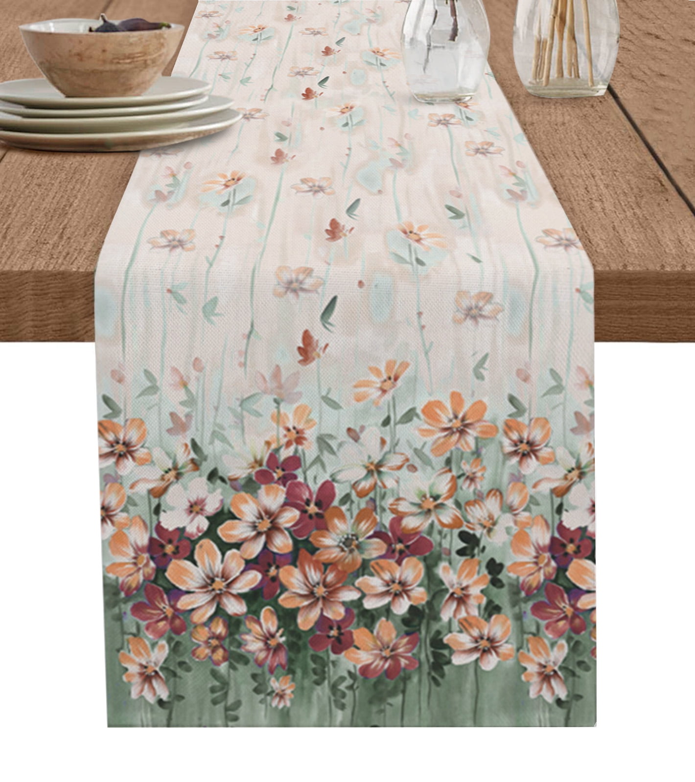 Flower And Plant Gradient Table Runner ration Home r Dinner Table ...