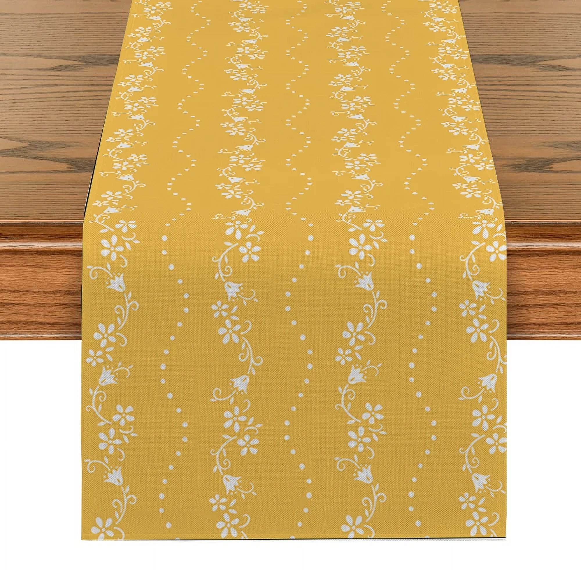 Flower And Plant Table Runner Blue Geometry Table Runner Restaurant ...