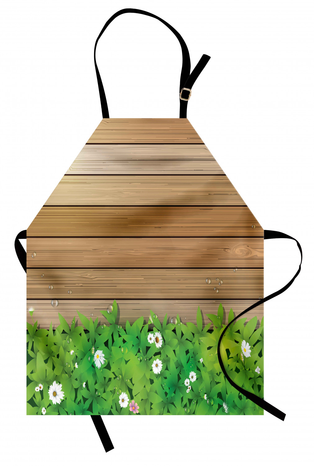 Flower Apron Daisy Leafs and Water Droplets Wood Fence Spring Nature ...