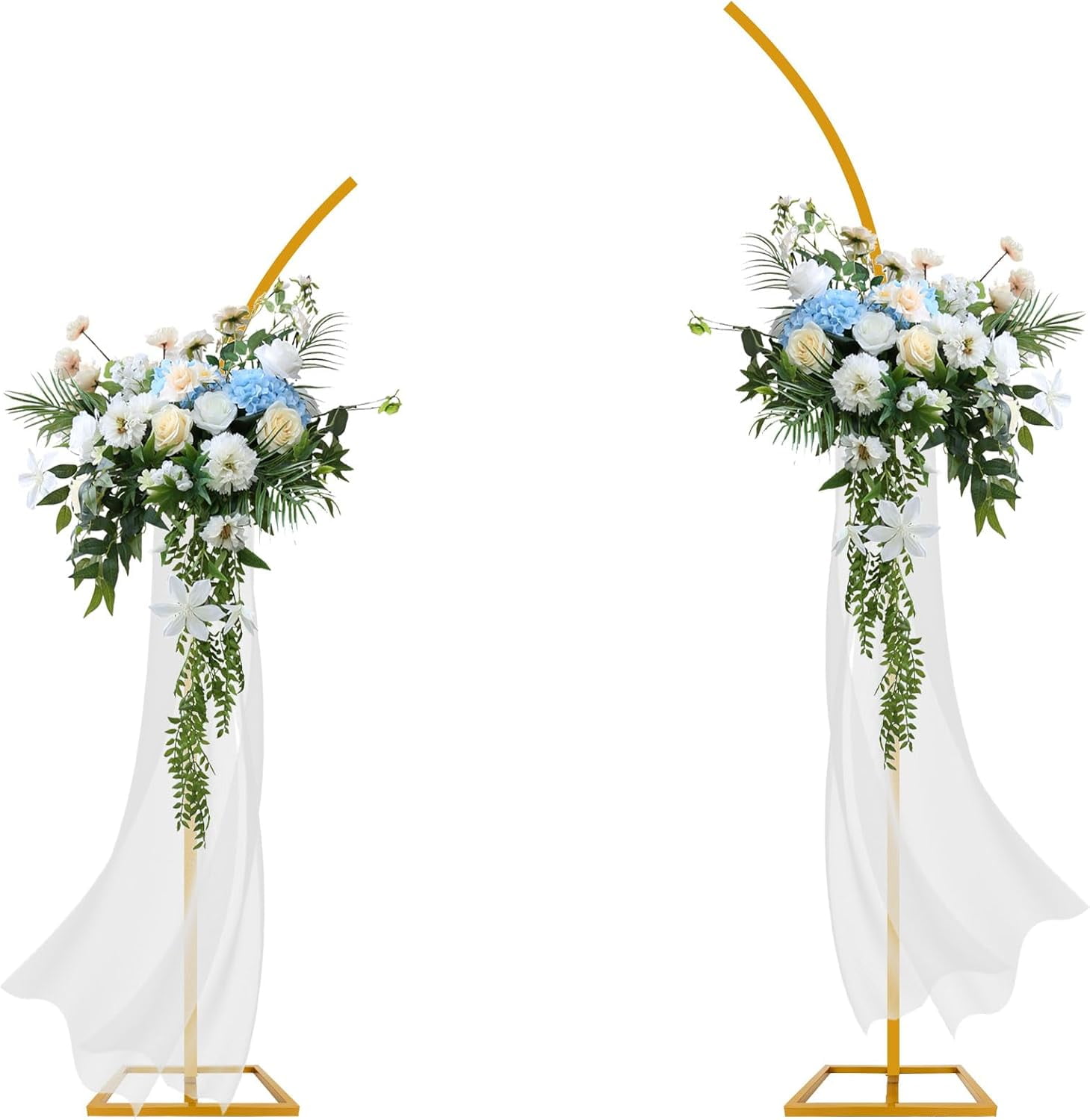 Flower Arch Stand Kit for Wedding, 8FT & 6.2FT Metal Half Gold Wedding ...