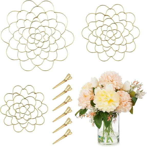 Flower Arrangement Holder Set 3pcs - Stainless Steel Floral Grid ...