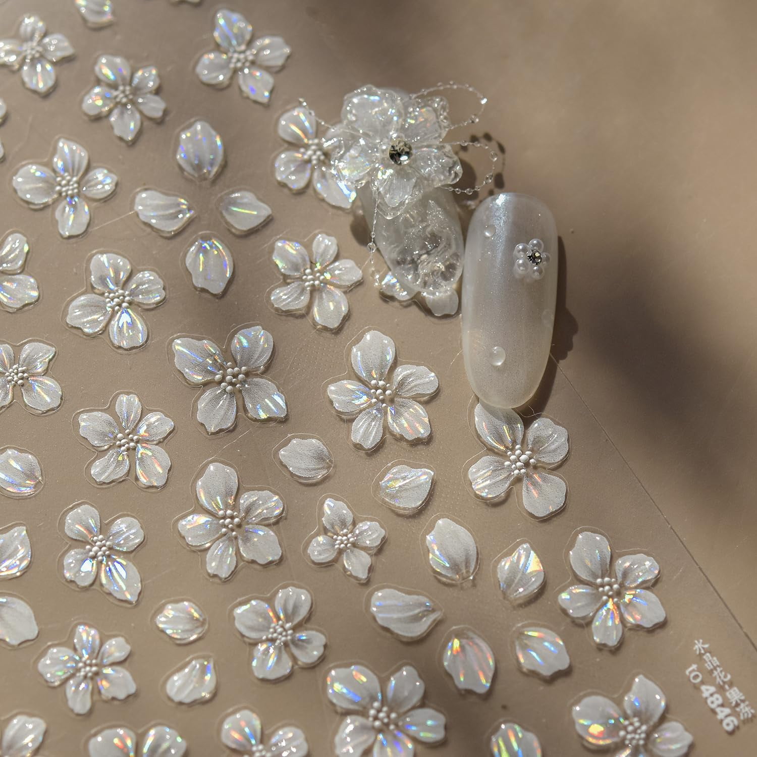 Flower Art Stickers KEF28 Decals White Flower Stickers 1PCS Exquisite ...