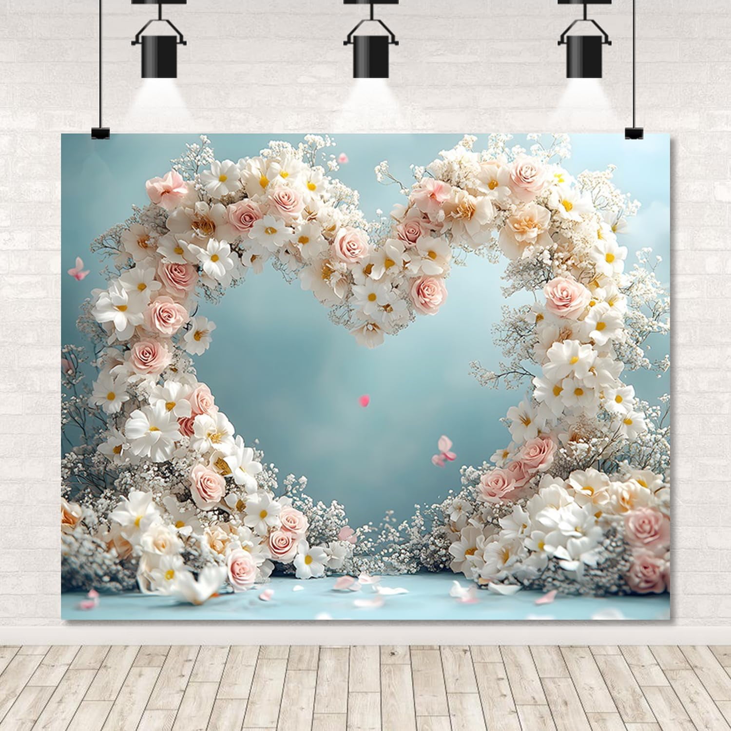Flower Backdrop Flowers Heart-Shaped Wedding Bridal Shower Photography ...
