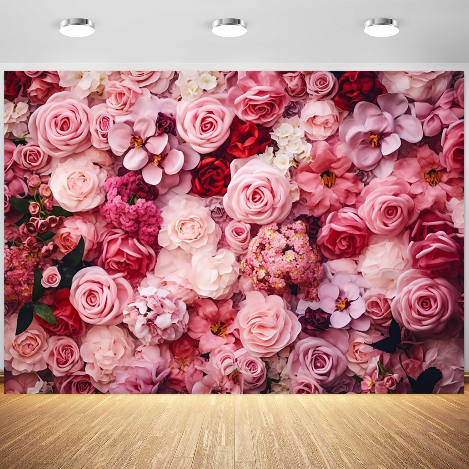 Flower Backdrop Pink Red Rose Flowers Floral Wall Photography ...