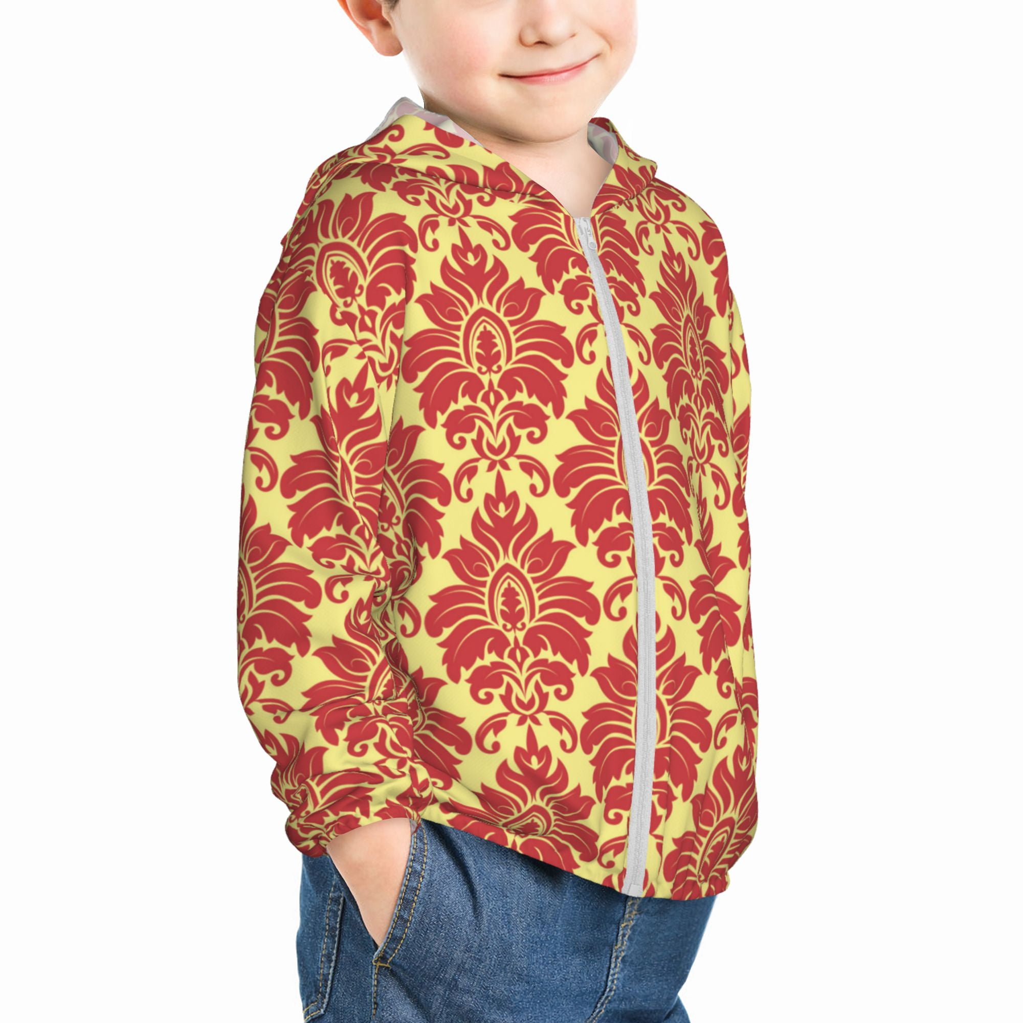 Flower Background Kids Zip-Up Hoodie Girls Boys Sun Protection Jacket Hooded Cooling Shirt ...