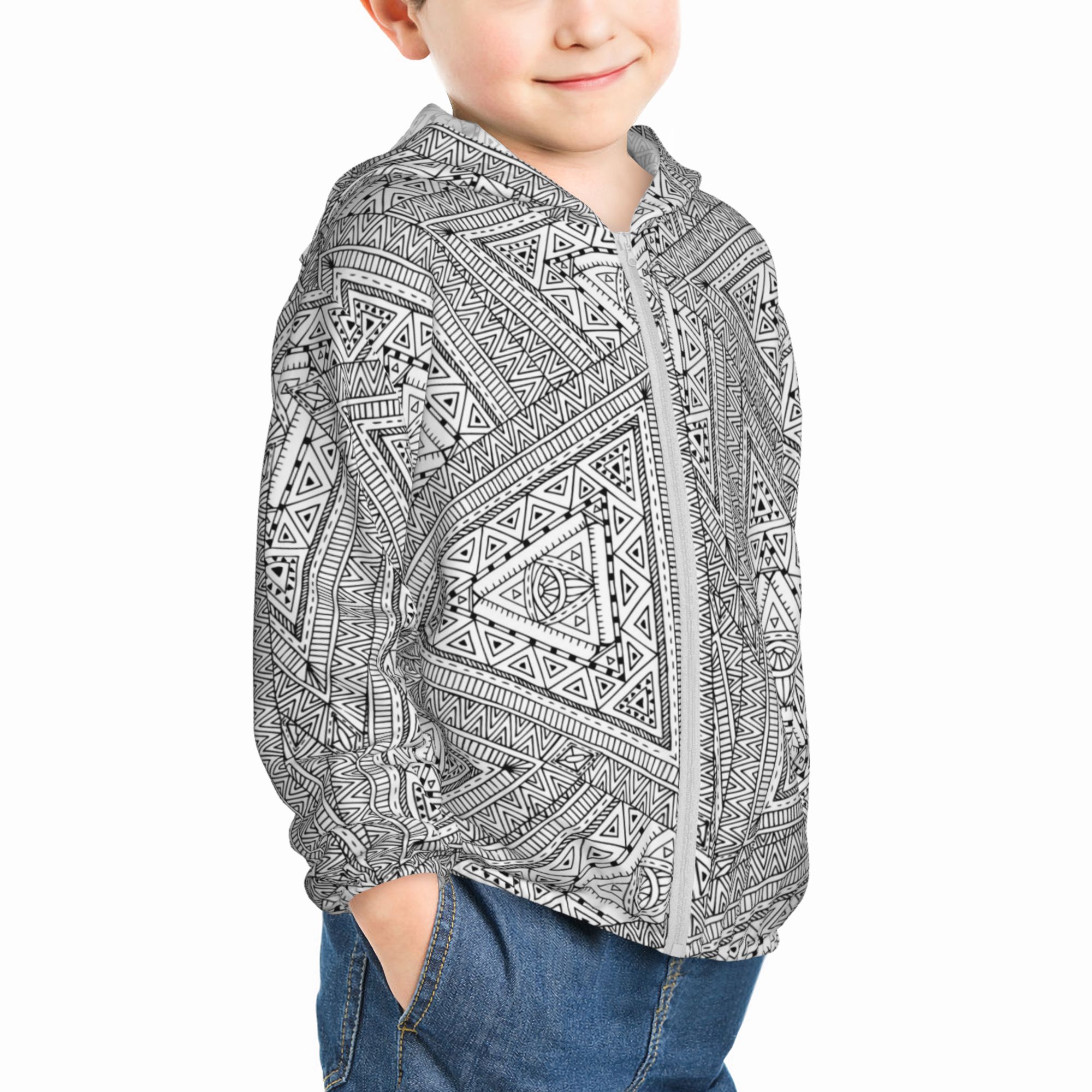 Flower Background Kids Zip-Up Hoodie Girls Boys Sun Protection Jacket Hooded Cooling Shirt ...