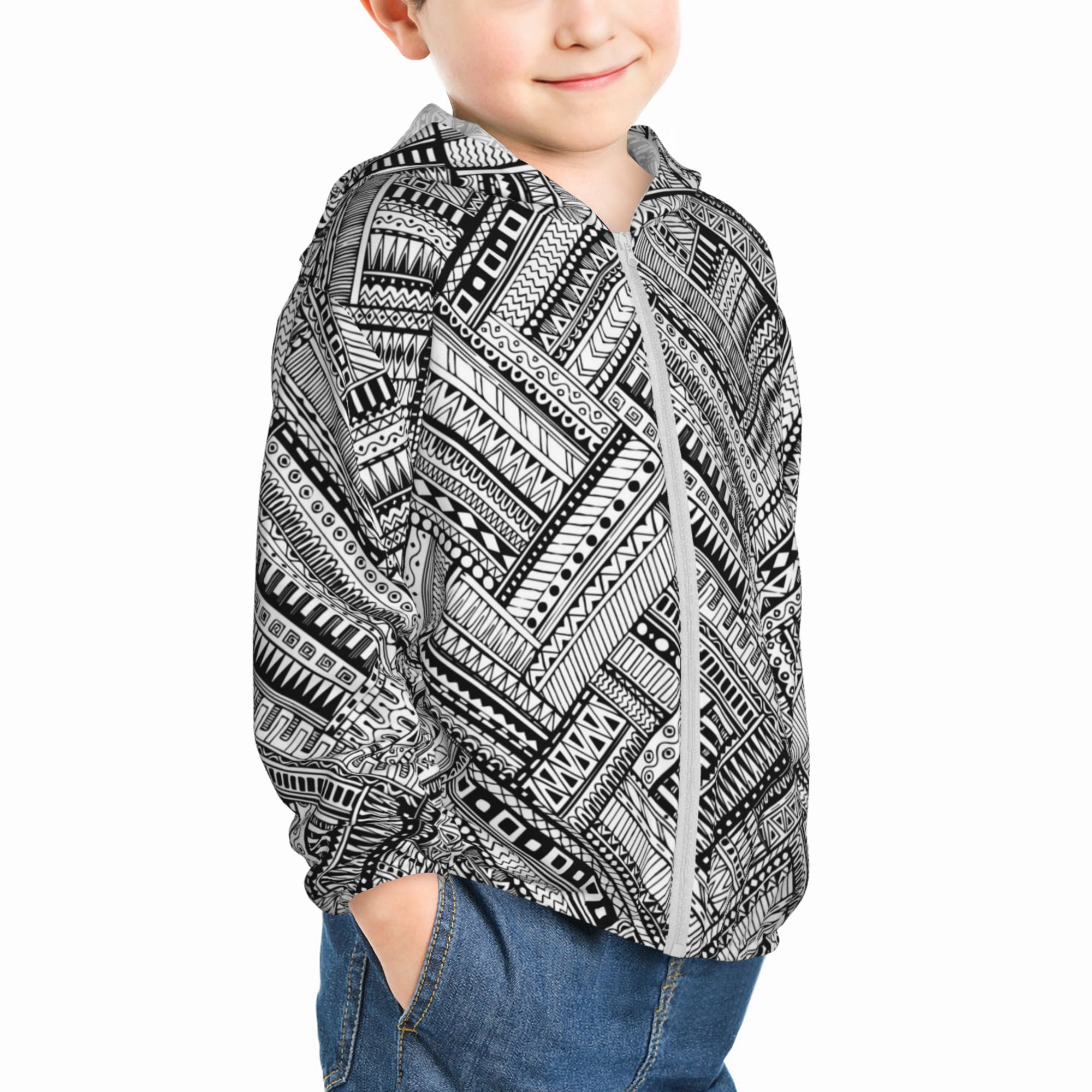 Flower Background Kids Zip-Up Hoodie Girls Boys Sun Protection Jacket Hooded Cooling Shirt ...