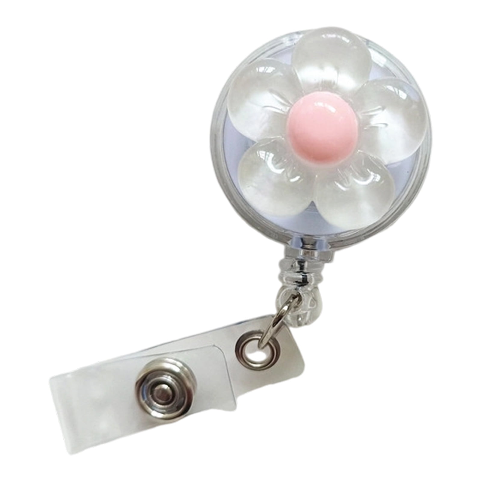 Flower Badge Holder Retractable Badge Holder with Metal Belt Clip ABS ...