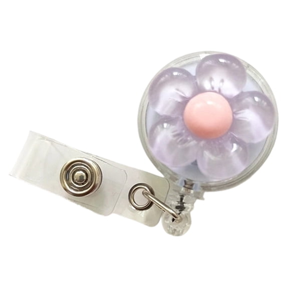 Flower Badge Holder Retractable Badge Holder with Metal Belt Clip For ...