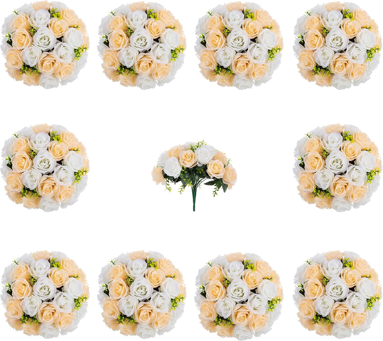 Flower Ball Arrangement Bouquet: 10 Bunches of 15 Buds Champagne ...