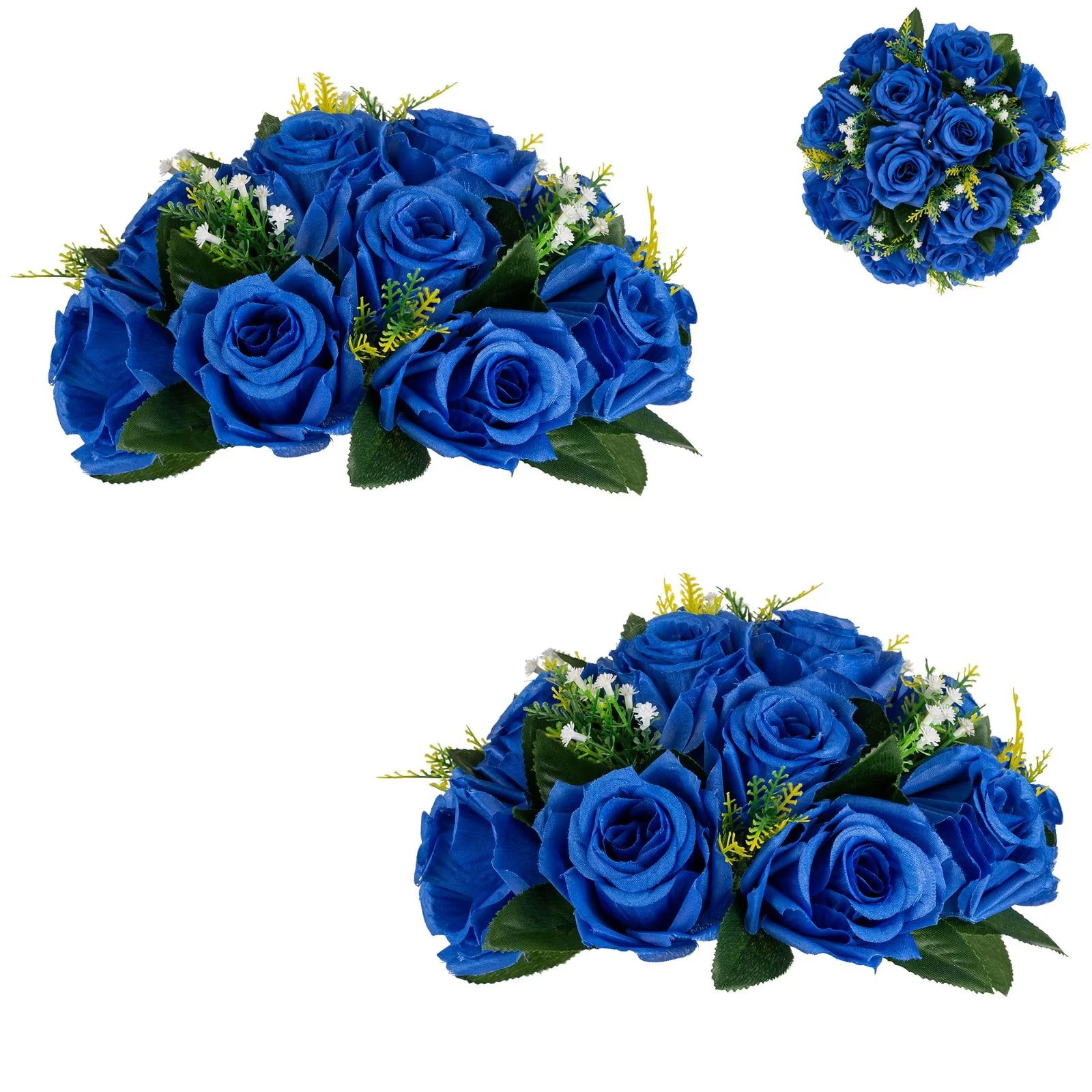 Flower Ball Centerpieces for Table 2 Pack Royal Blue Roses Artificial ...