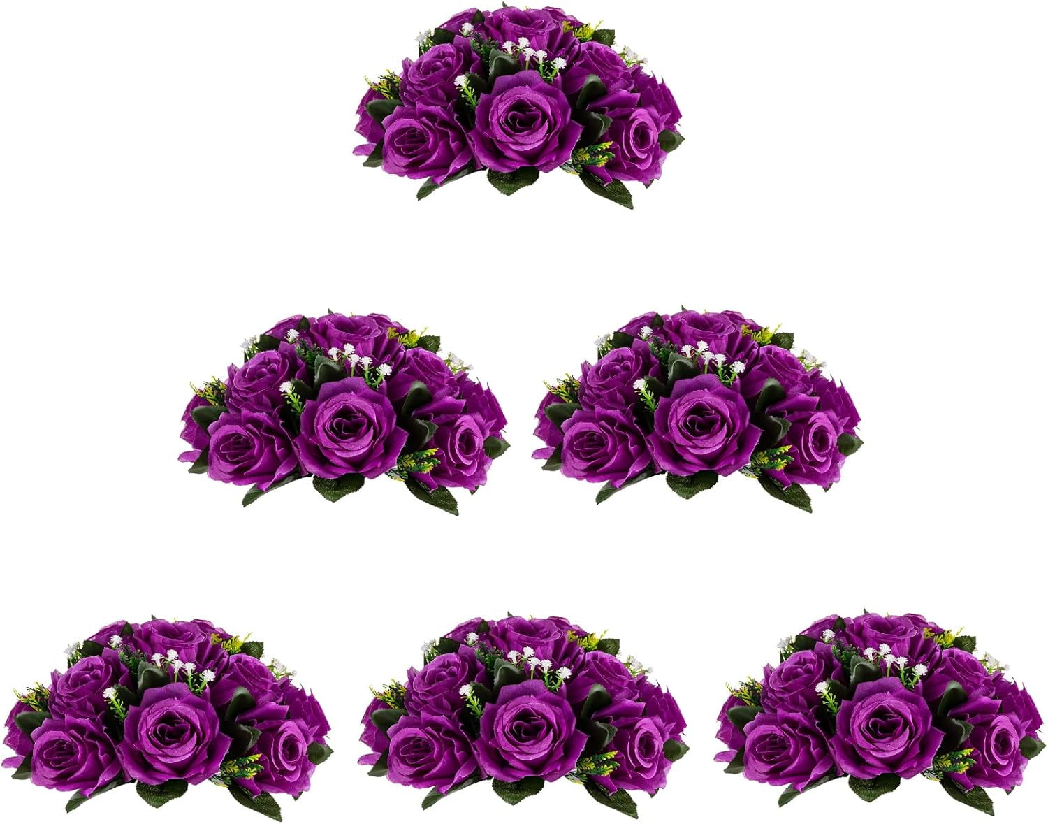 Flower Balls Wedding Rose Centerpieces 6 Pcs Purple Fake Flowers with ...