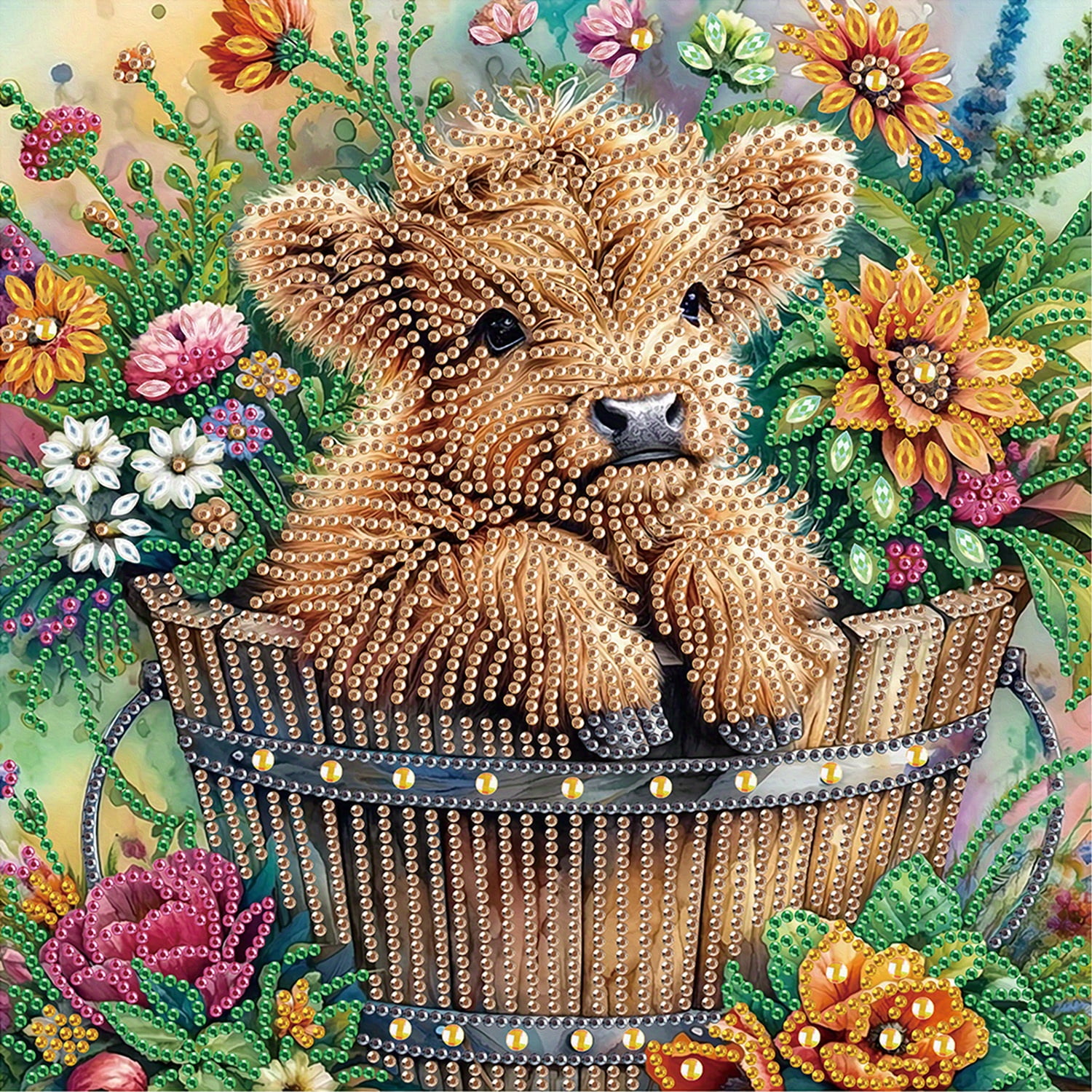 Flower Barrel Calf Diamond Art Painting Kit - Walmart.com