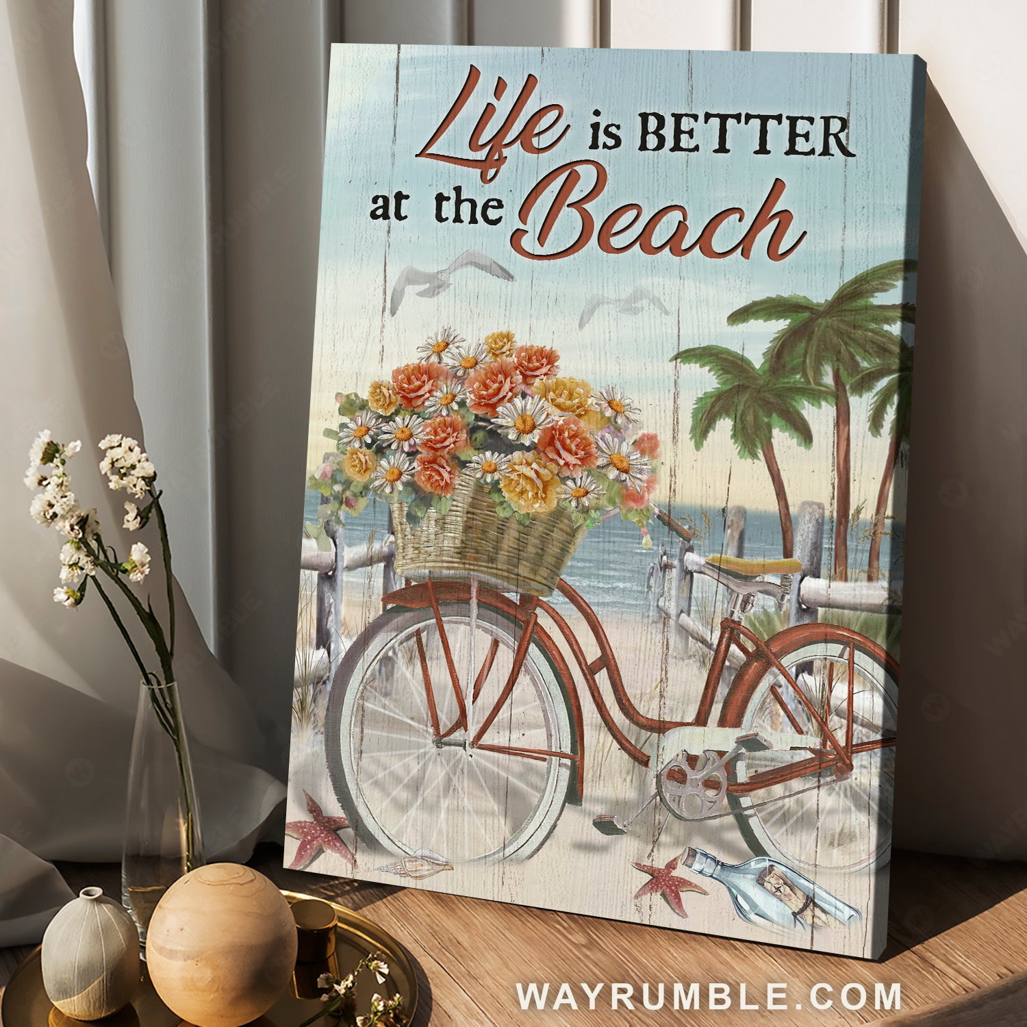 Flower Basket, Beach Cruiser, Coconut Palm, Life Is Better At The Beach ...