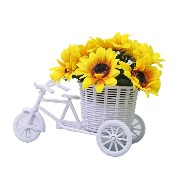 Flower Basket Bicycle Artificial Flower Tricycle Planter Garden Decor ...