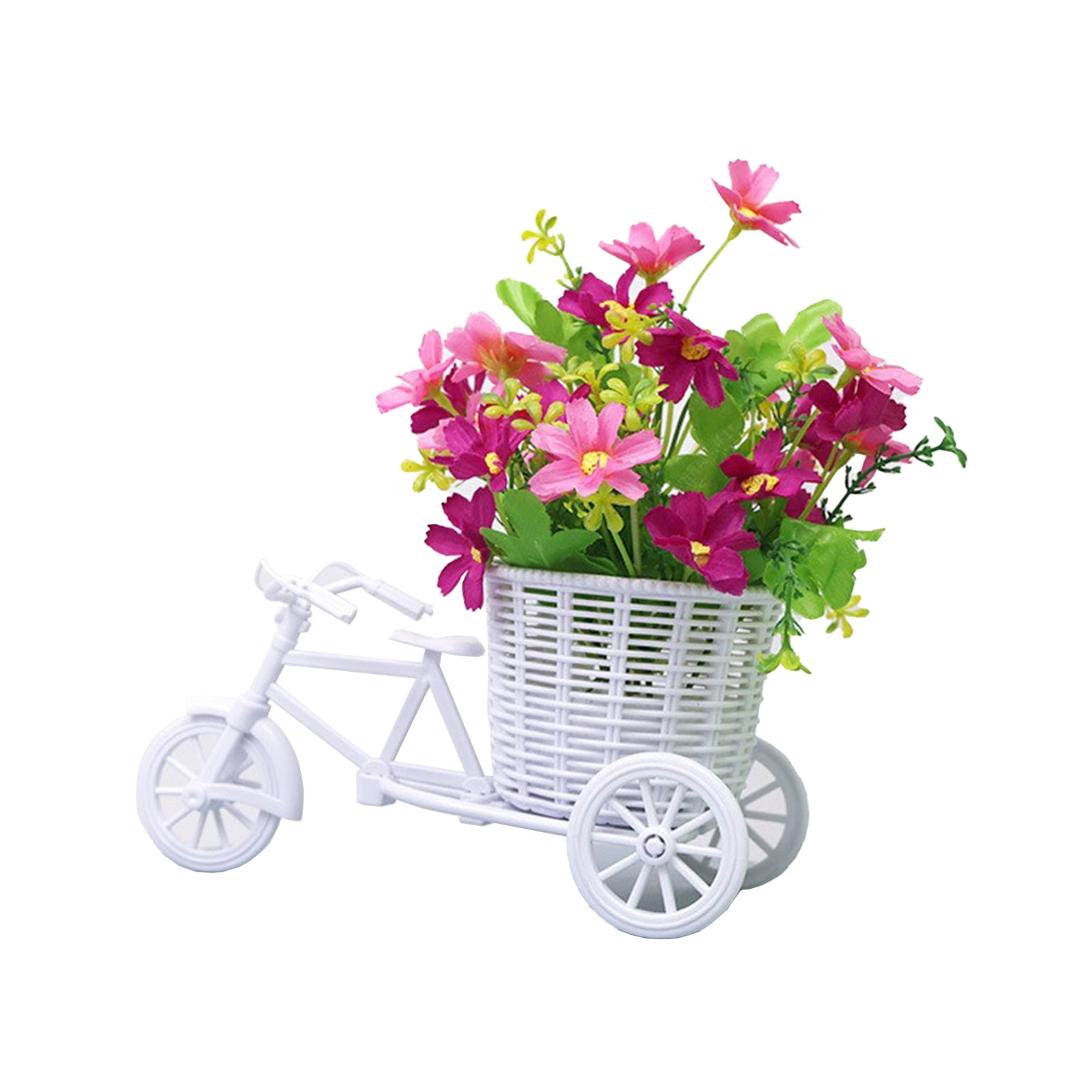 Flower Basket Bicycle Artificial Flower Tricycle Planter Garden Decor ...