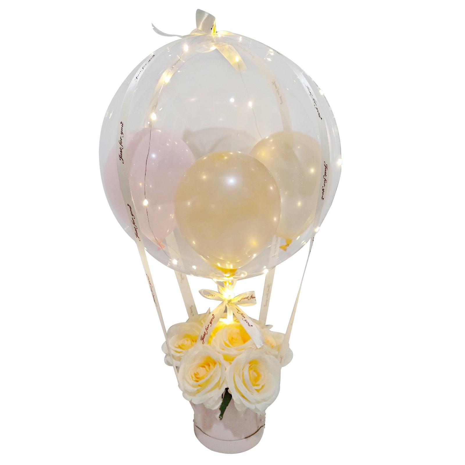 Flower Basket Hug Bucket Luminous Balloon Rose Bouquet Birthday Party ...