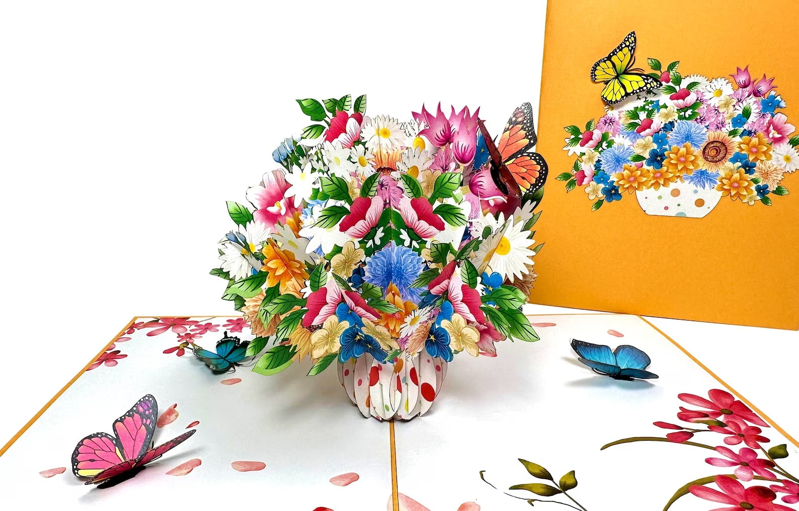 Flower Basket Pop Up Card - 3D Card, Birthday Pop Up Card, Spring Card ...