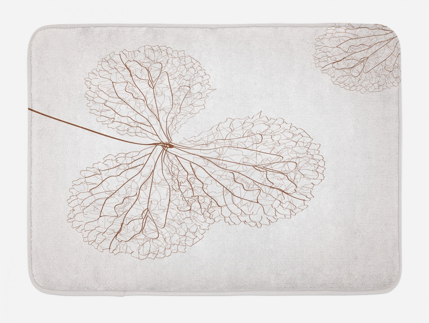 Flower Bath Mat, Abstract Cotton Floral Design with Veins Natural ...