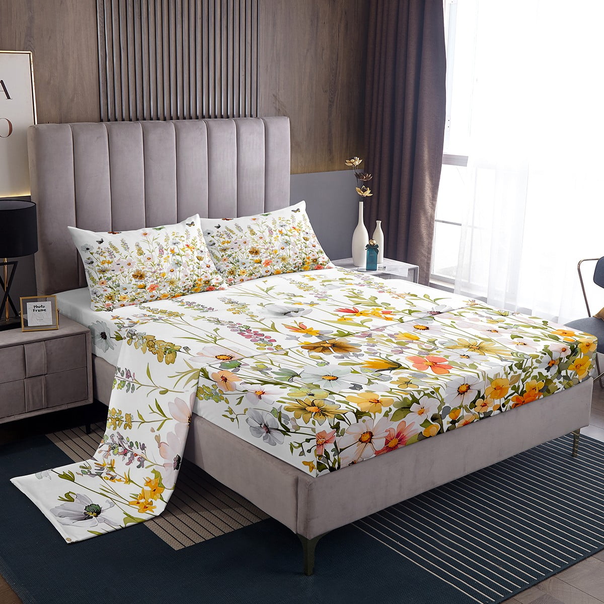 Flower Bed Sheets Set,Butterfly Sheet Set Queen,Cottage Floral Sheets ...
