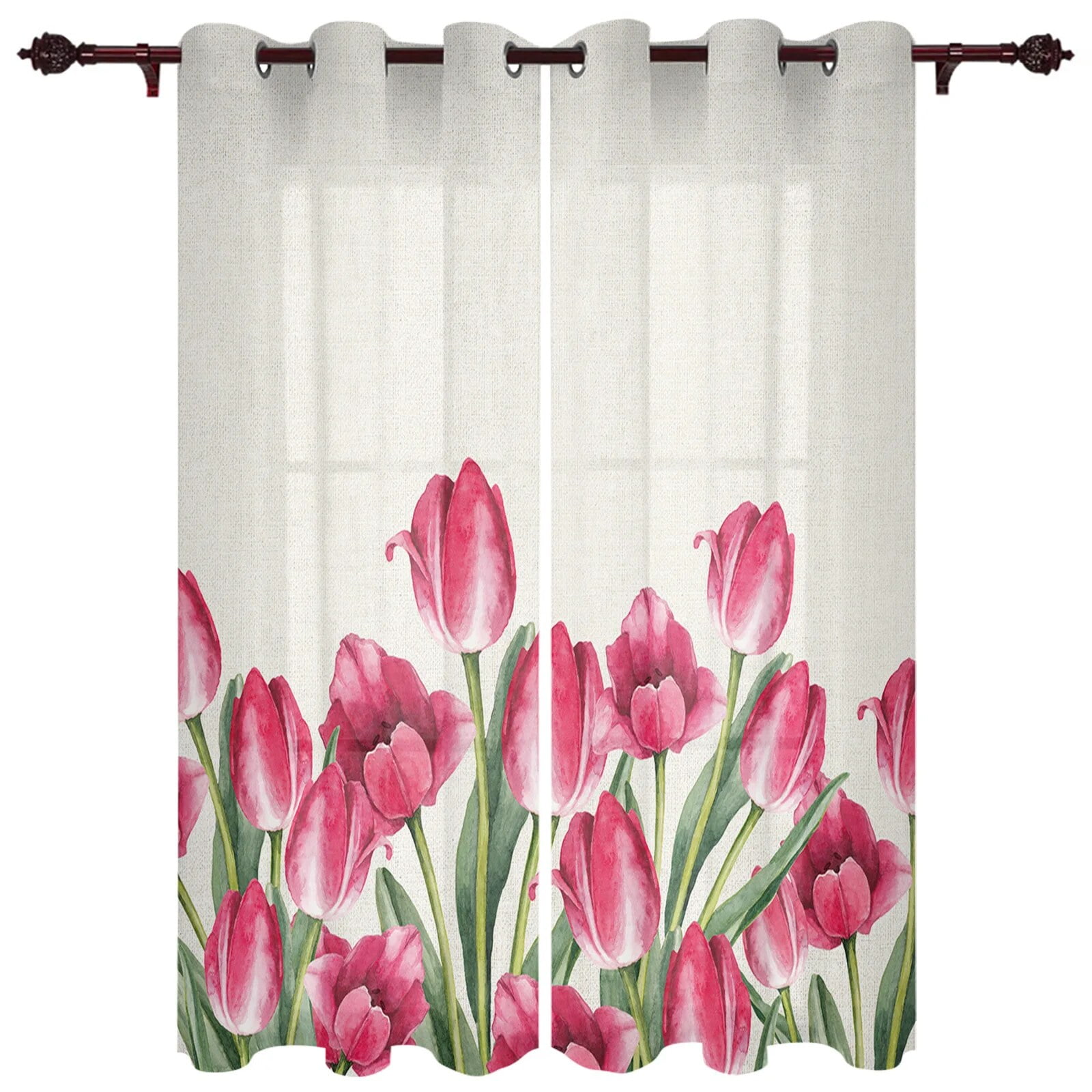 Flower Bird Pattern Retro Style Curtains for Living Room Hotel Decor ...