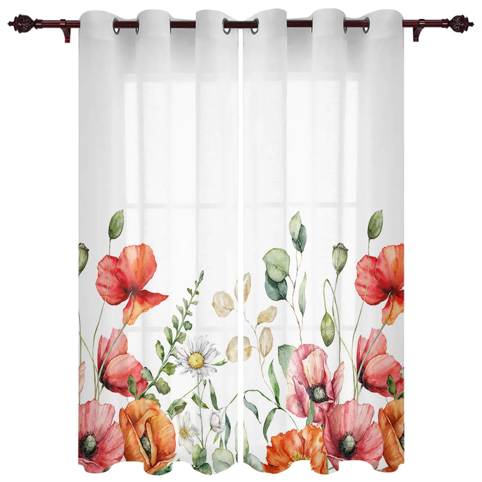 Flower Bird Pattern Retro Style Curtains for Living Room Hotel Decor ...