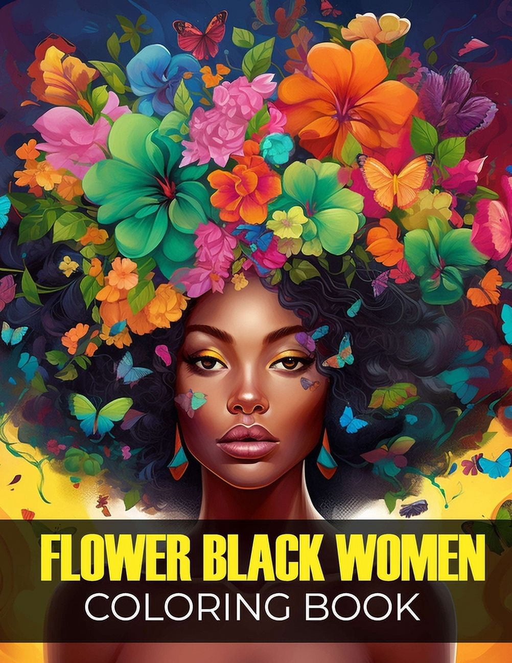 Flower Black Women Coloring Book: Beautiful African American Women ...
