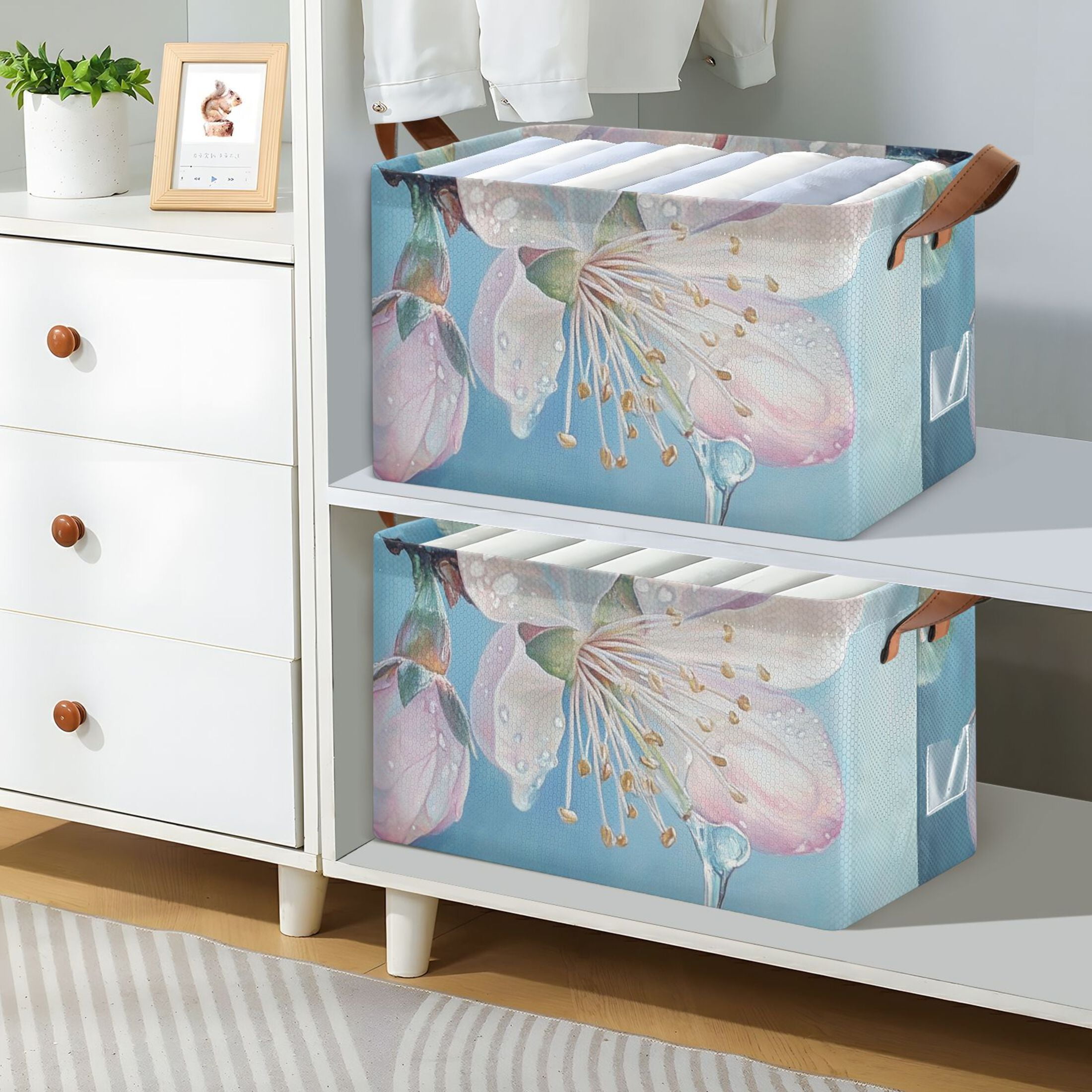 Flower Blossom Drop Foldable Storage Large Fabric Storage Baskets ...