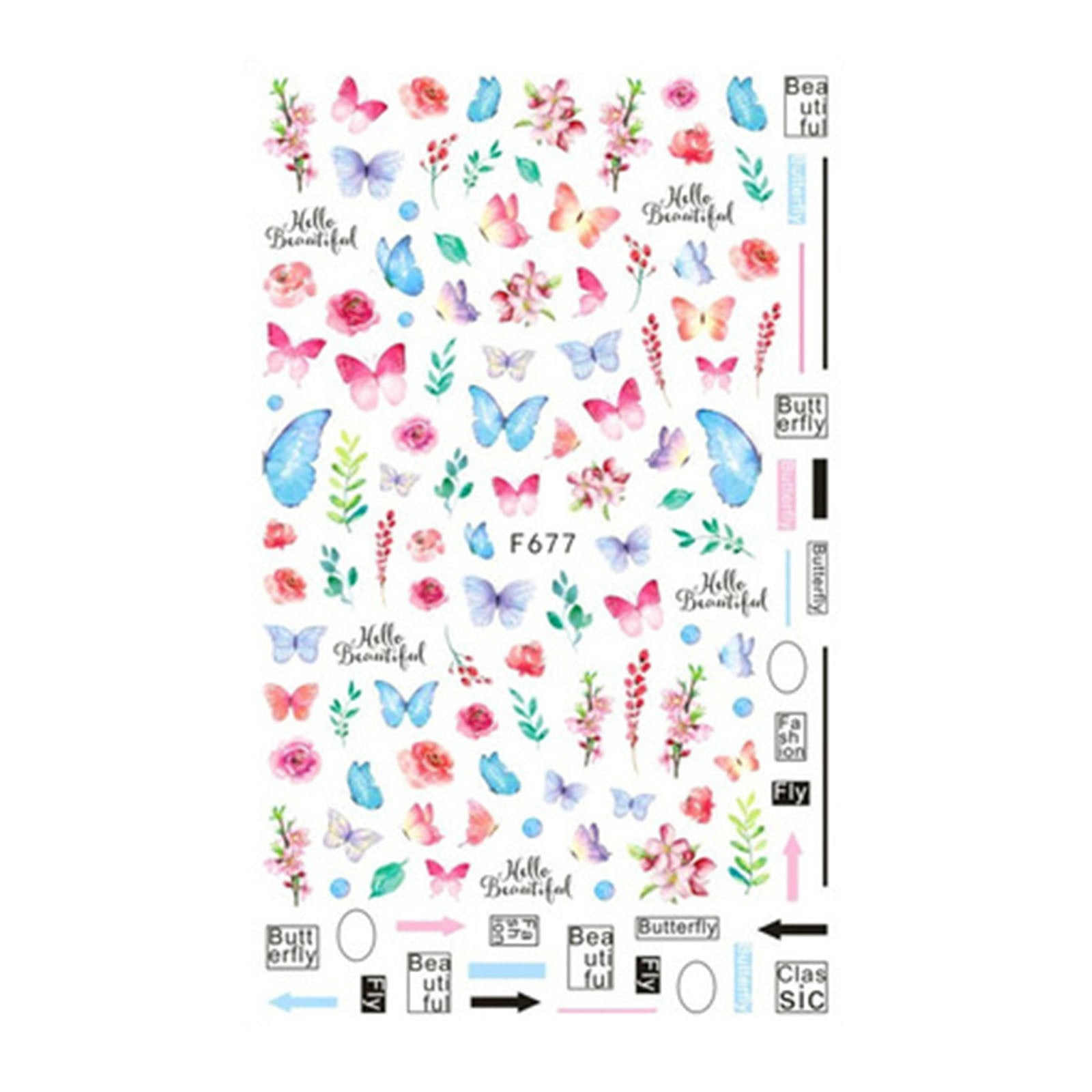 Flower Blue Black Sticker Applique Decoration for DIY Manicure Designs ...