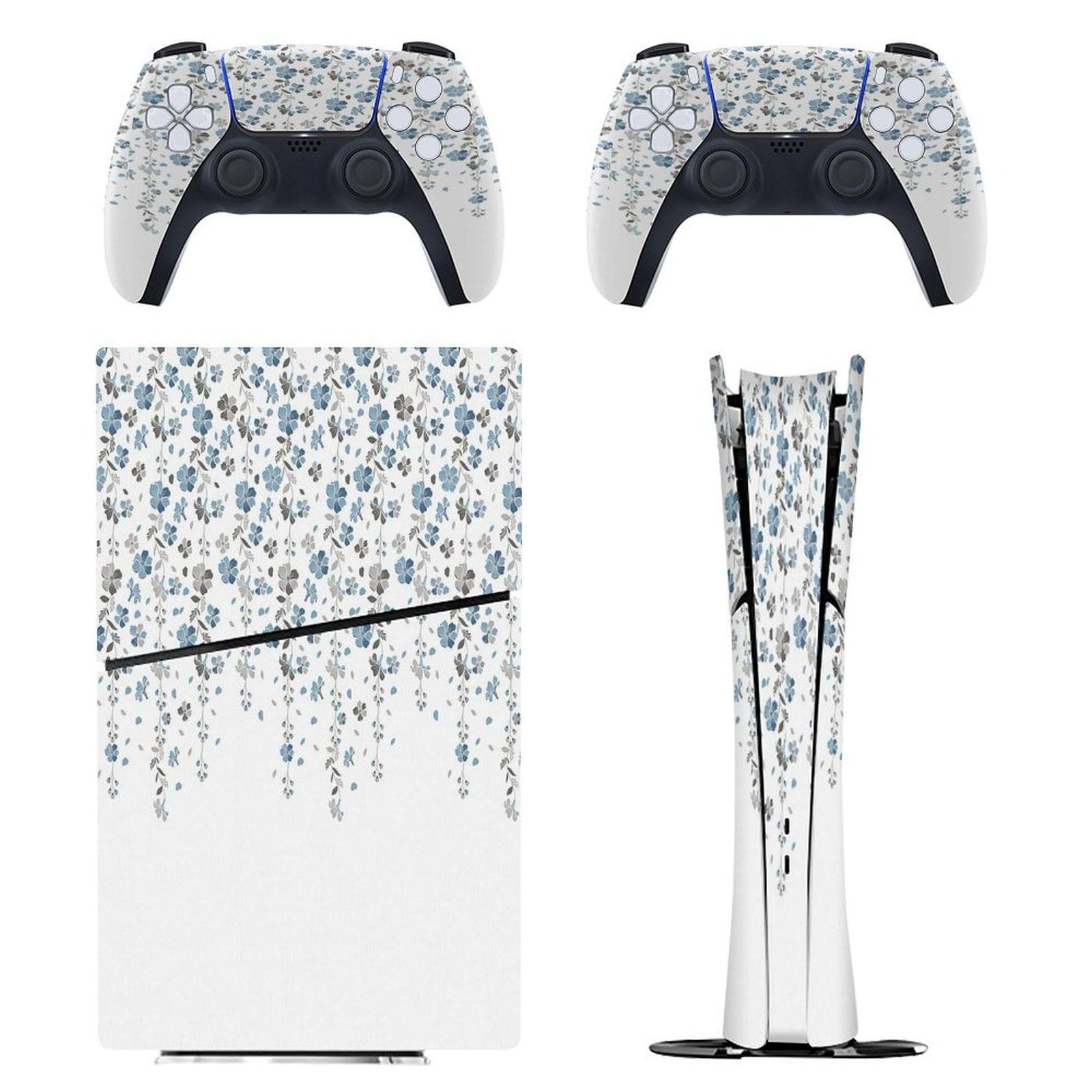 Flower Blue Grey Cherry Blossoms PS5/PS5 Pro/PS5 Slim Digital Disc Skin ...